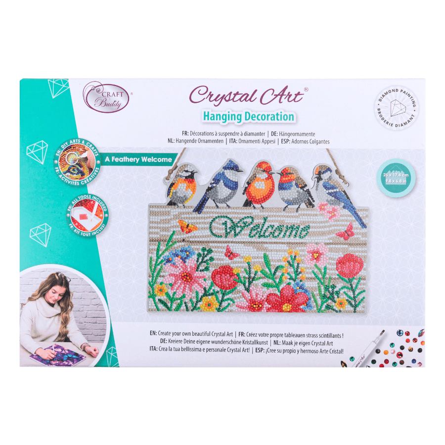 "A Feathery Welcome" Crystal Art Hanging Wooden Decoration Kit – Craft ...