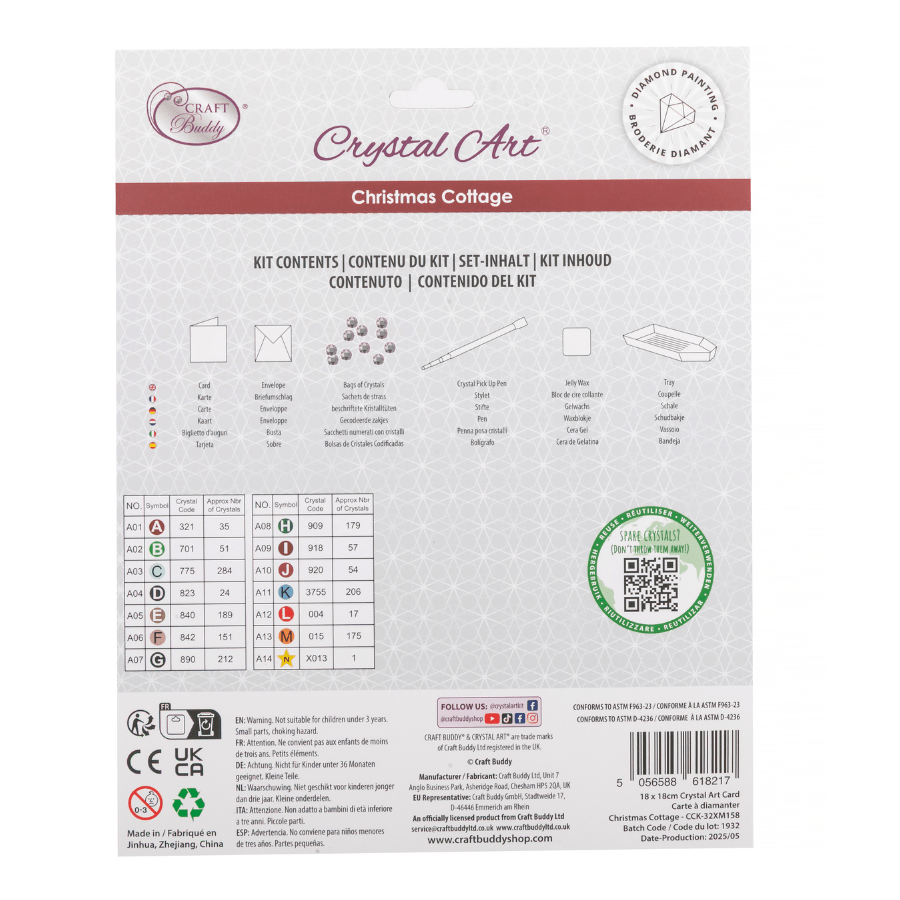 Christmas Cottage Crystal Art Card Kit 18x18cm – Craft Buddy
