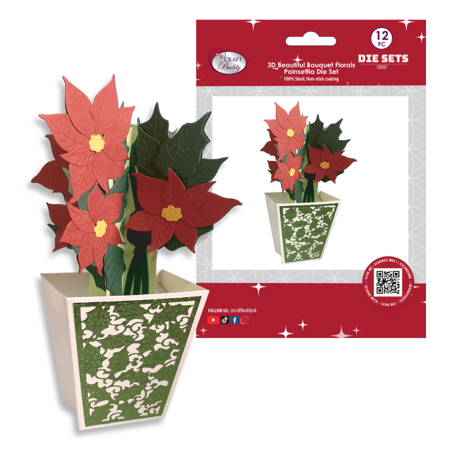 Craft Buddy “Poinsettia” Beautiful Bouquet 3D Gift Card Die Set