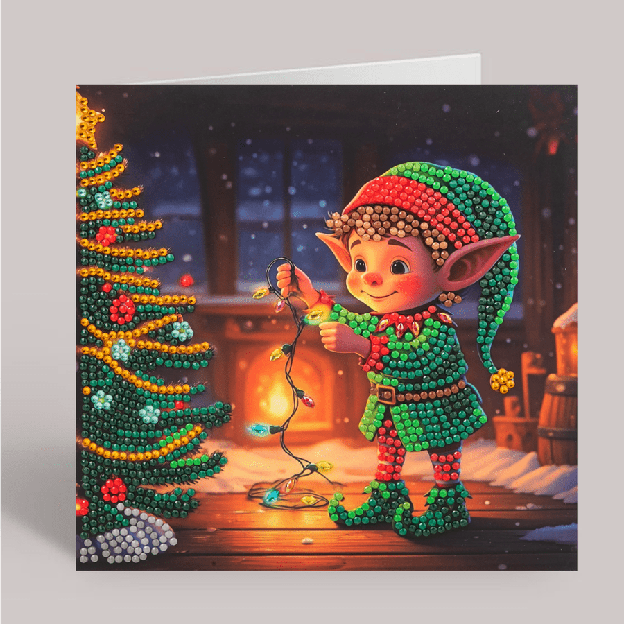 Jolly Elf Crystal Art Card Kit 18x18cm – Craft Buddy