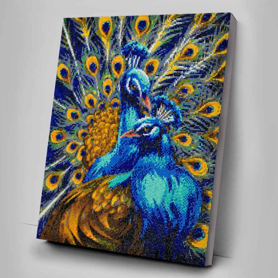 "Blue Rapsody Peacocks" Crystal Art Canvas Kit 40x50cm – Craft Buddy