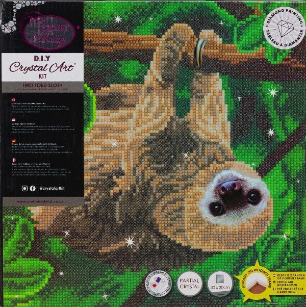 "Two Toed Sloth" Crystal Art Kit - 30x30cm – Craft Buddy